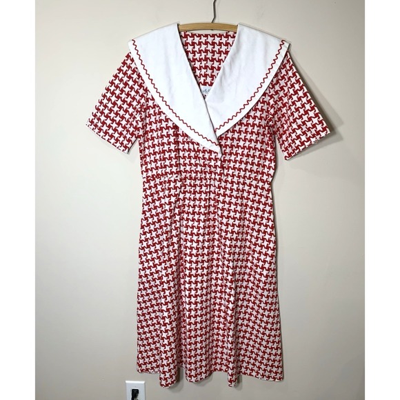 HHR | Dresses | Vintage Hhr Day Dress Womens Large Red White Check Big ...